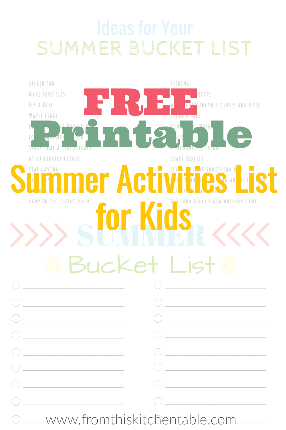Summer Bucket List for Kids - From This Kitchen Table